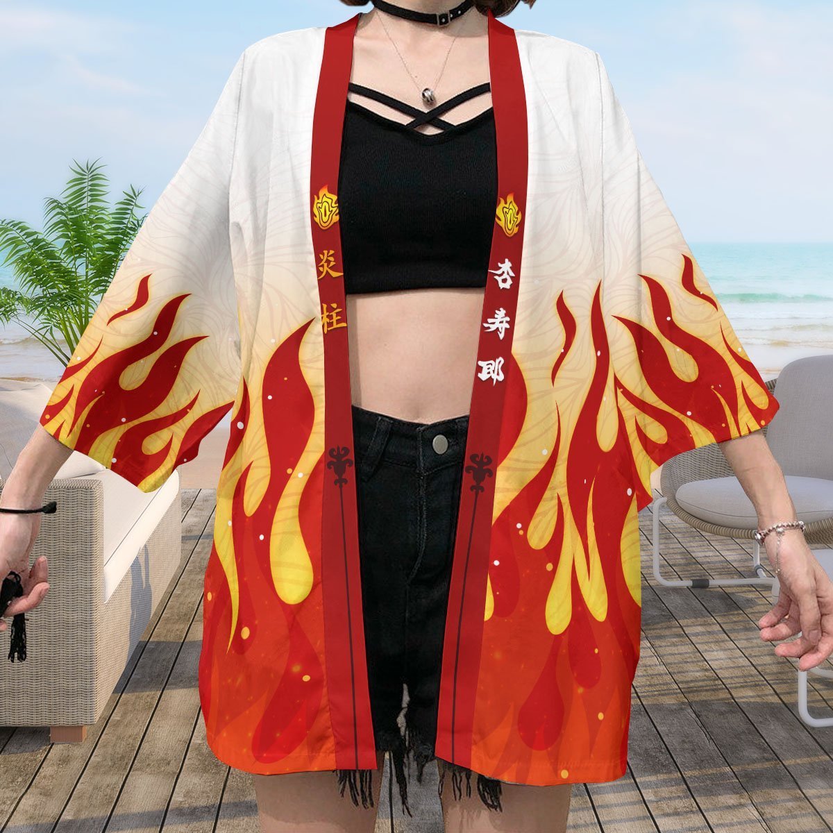 Kyojuro Fire Kimono, Japanese Anime Cardigan Kimono – Divesart