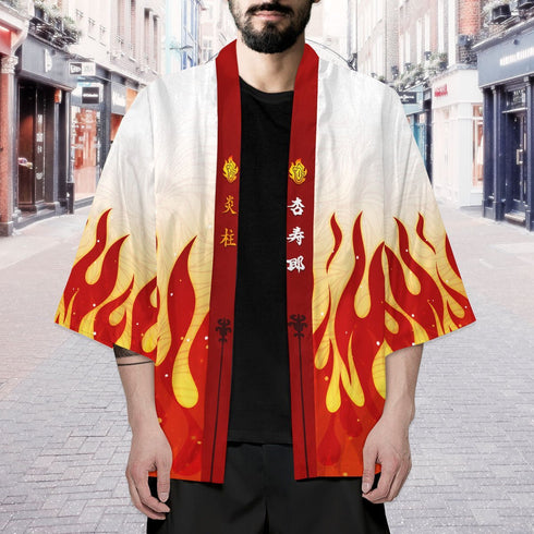 Kyojuro Fire Kimono, Japanese Anime Cardigan Kimono – Divesart